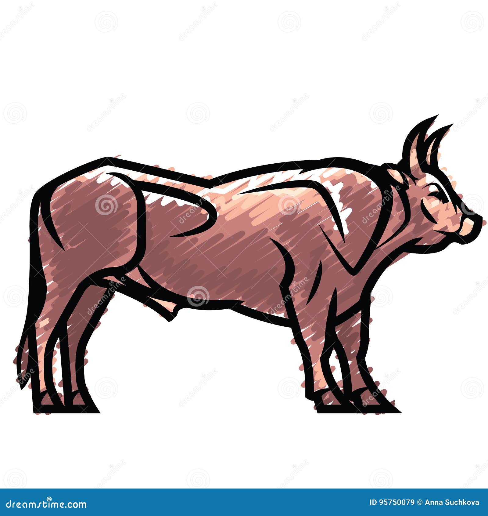 Powerful standing bull stock vector. Illustration of element - 95750079