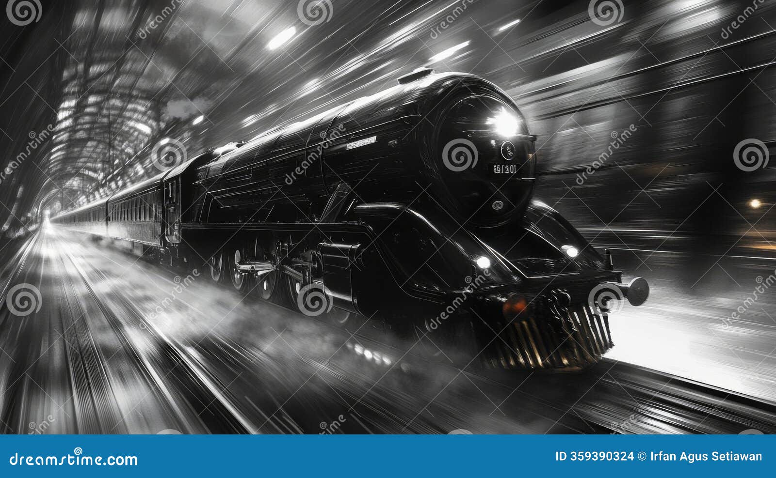 Powerful Steam Train In Motion: Churning Wheels And Billowing Smoke ...