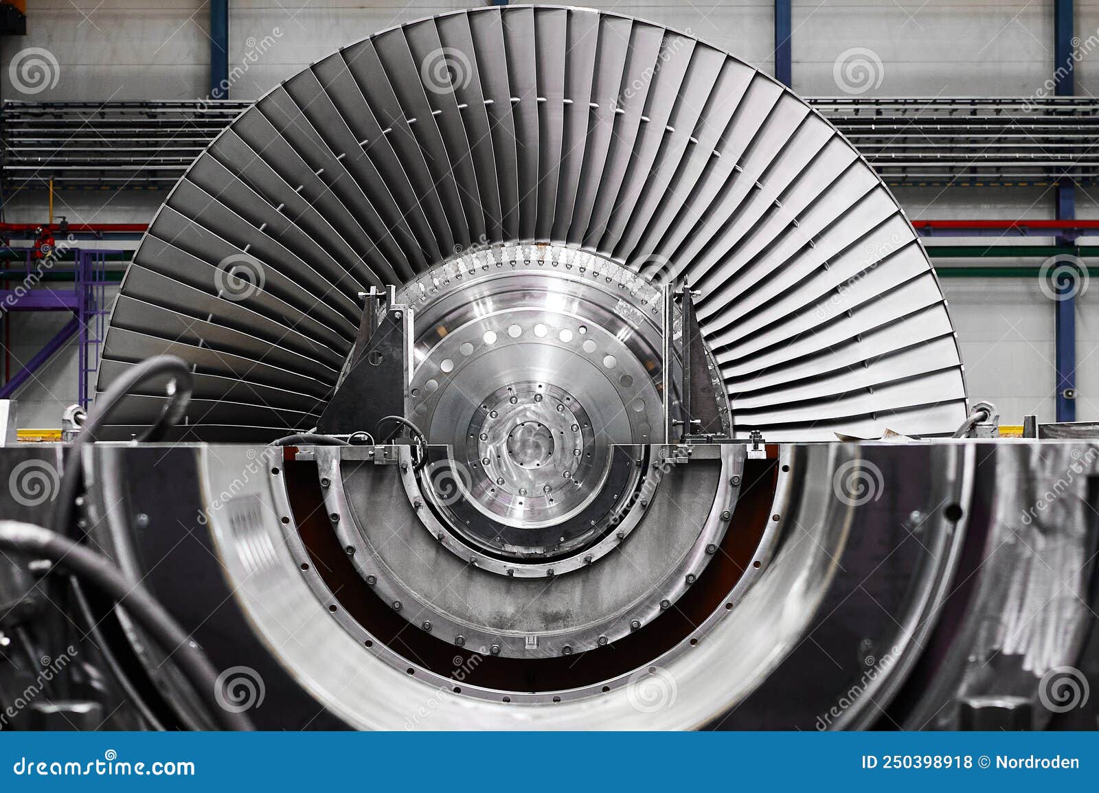 A Powerful Steam Turbine Rotor is Installed in the Lodgment of the ...