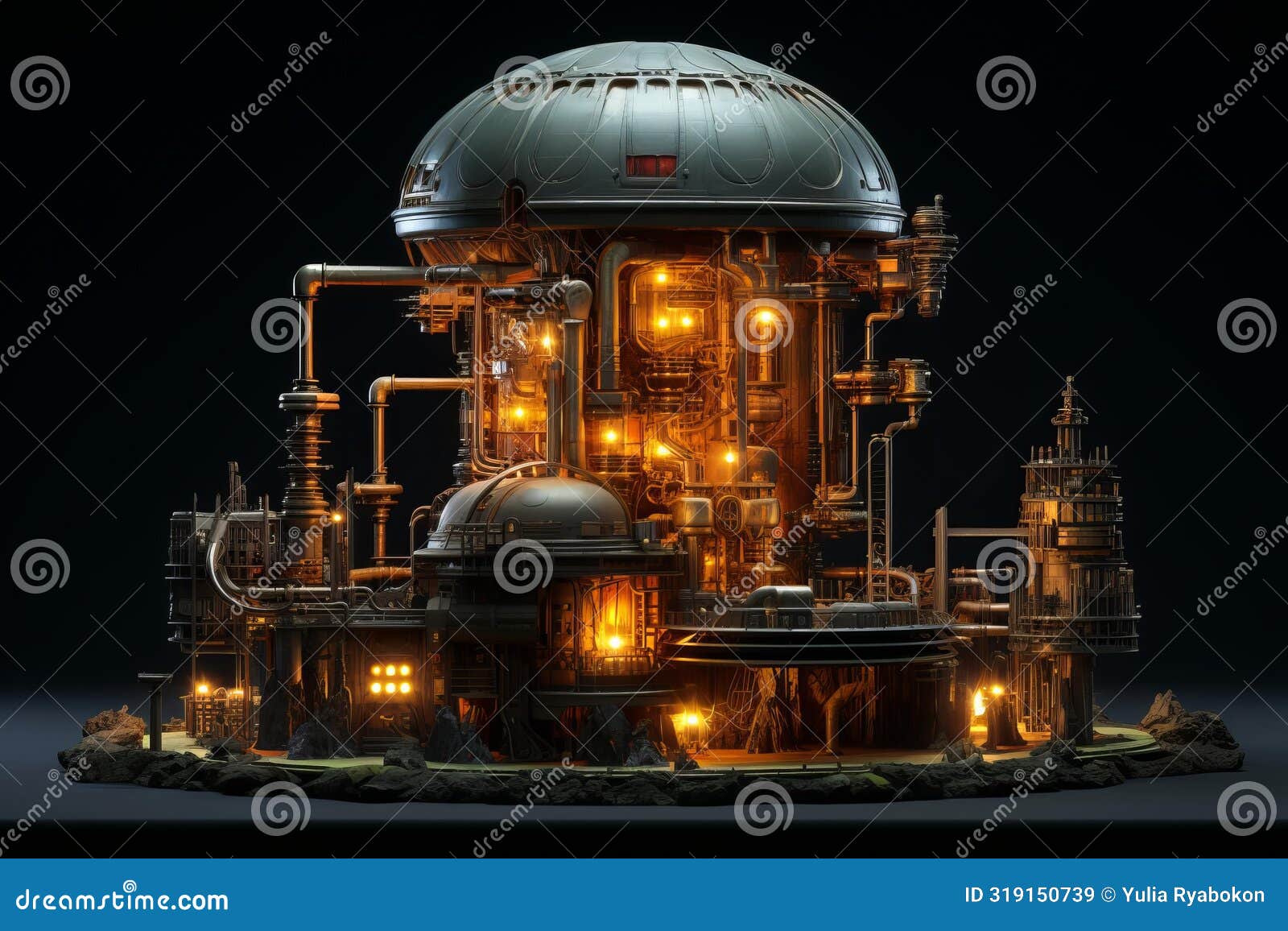 Powerful Steampunk Nuclear Reactor. Generate AI Stock Image - Image of ...