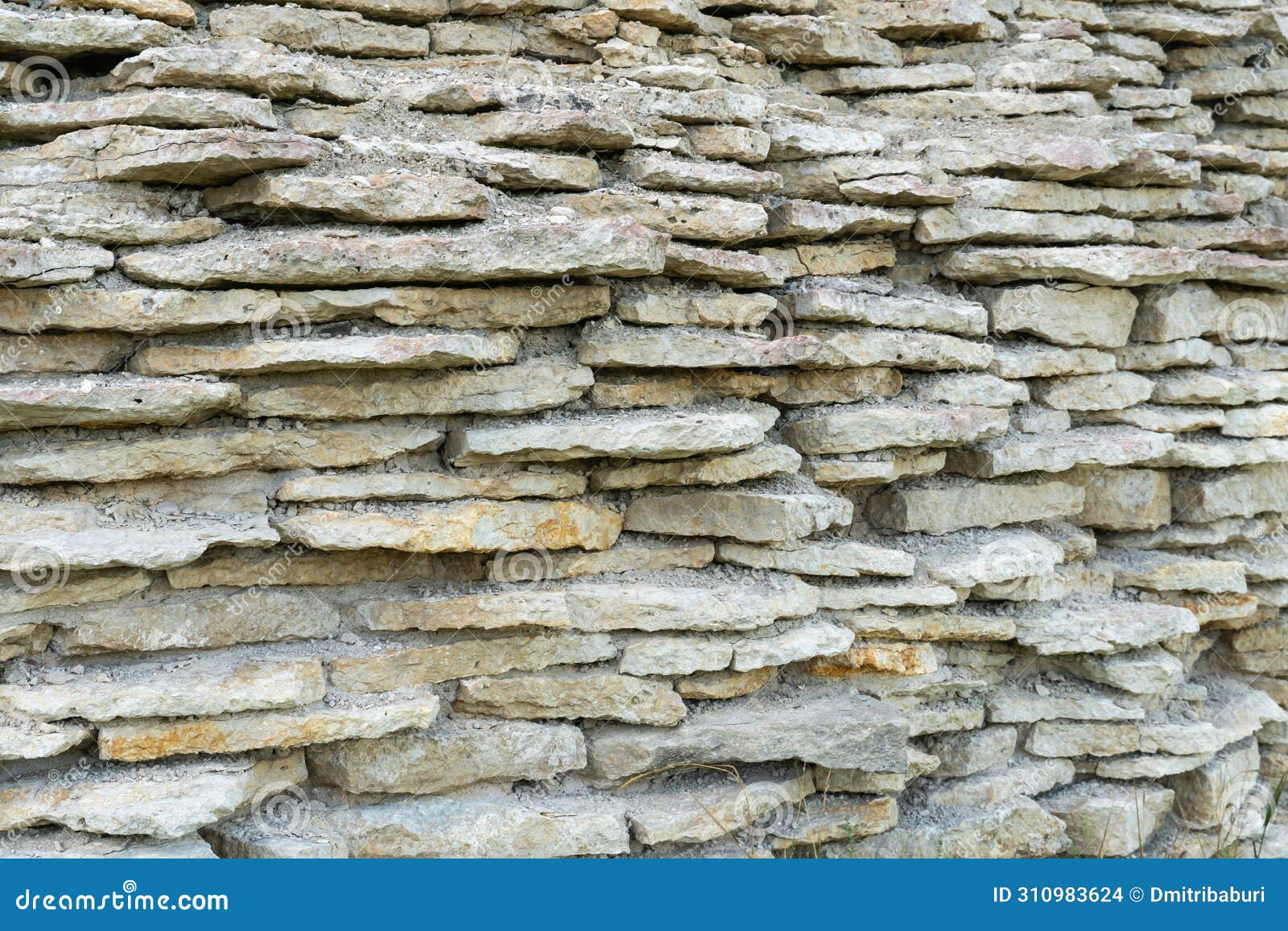 A Fragment of a Medieval Wall Made of Thin Stone Slabs. Stock Photo ...