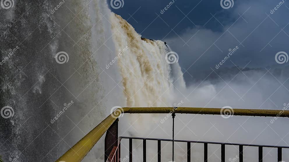 The Powerful Streams of the Waterfall Collapse into the Abyss, Foaming ...