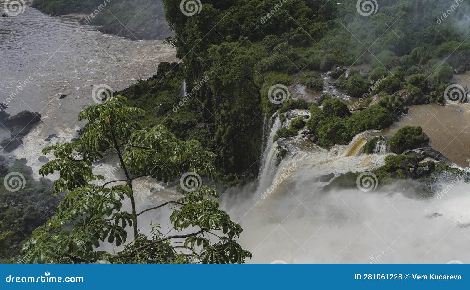 Powerful Streams of the Waterfall Collapse from the Ledges into a ...