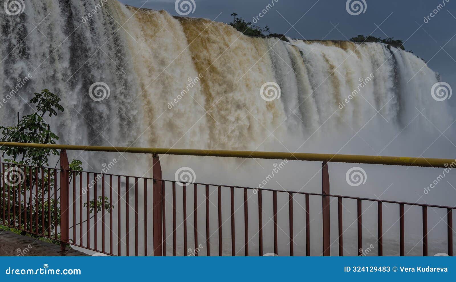 Powerful Streams of White Foaming Water Collapse into the Abyss. Stock ...
