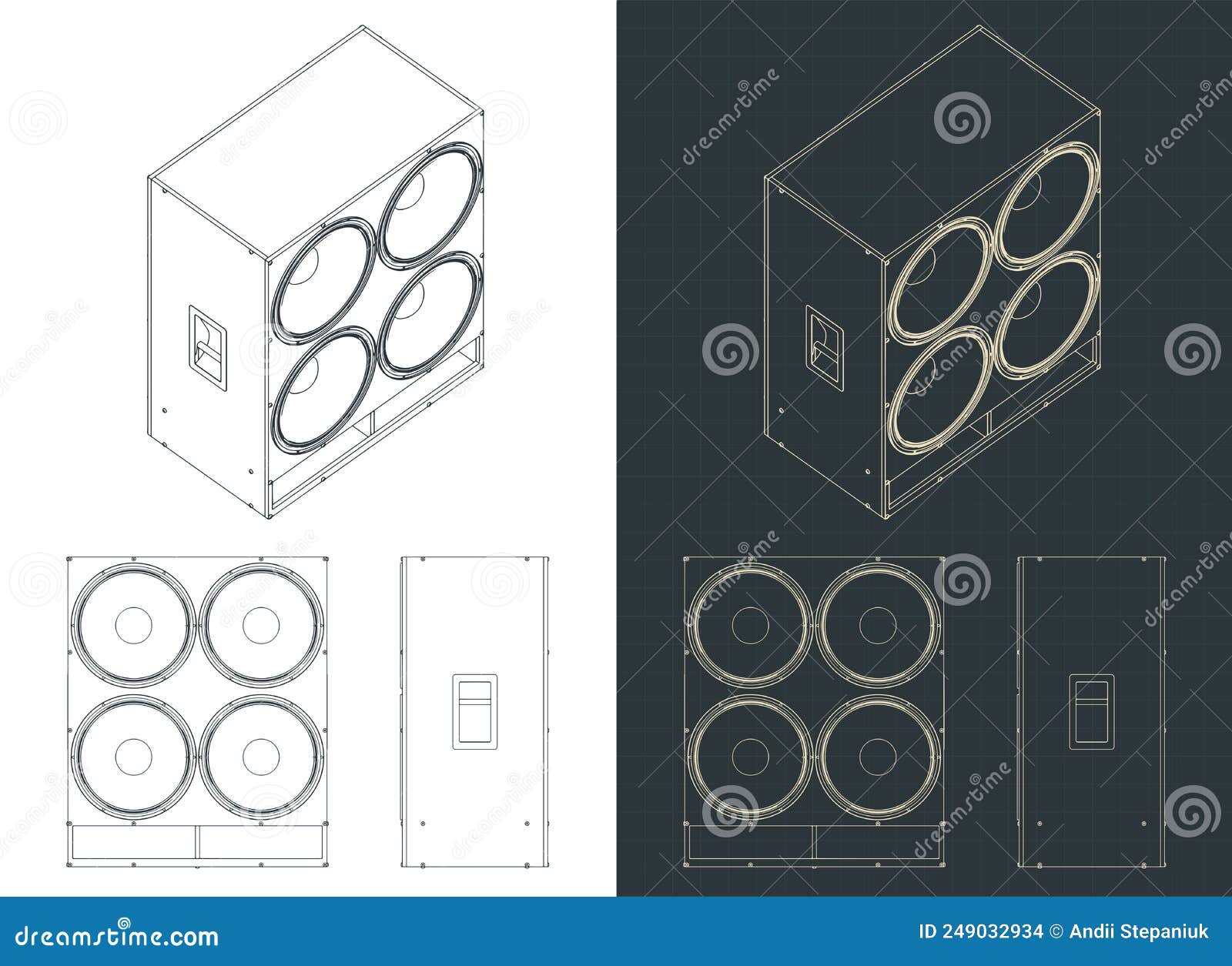 Powerful Subwoofer Blueprints Stock Vector - Illustration of design ...