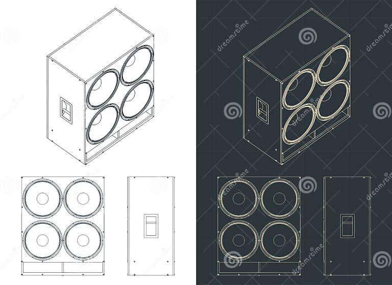 Powerful Subwoofer Blueprints Stock Vector - Illustration of design ...