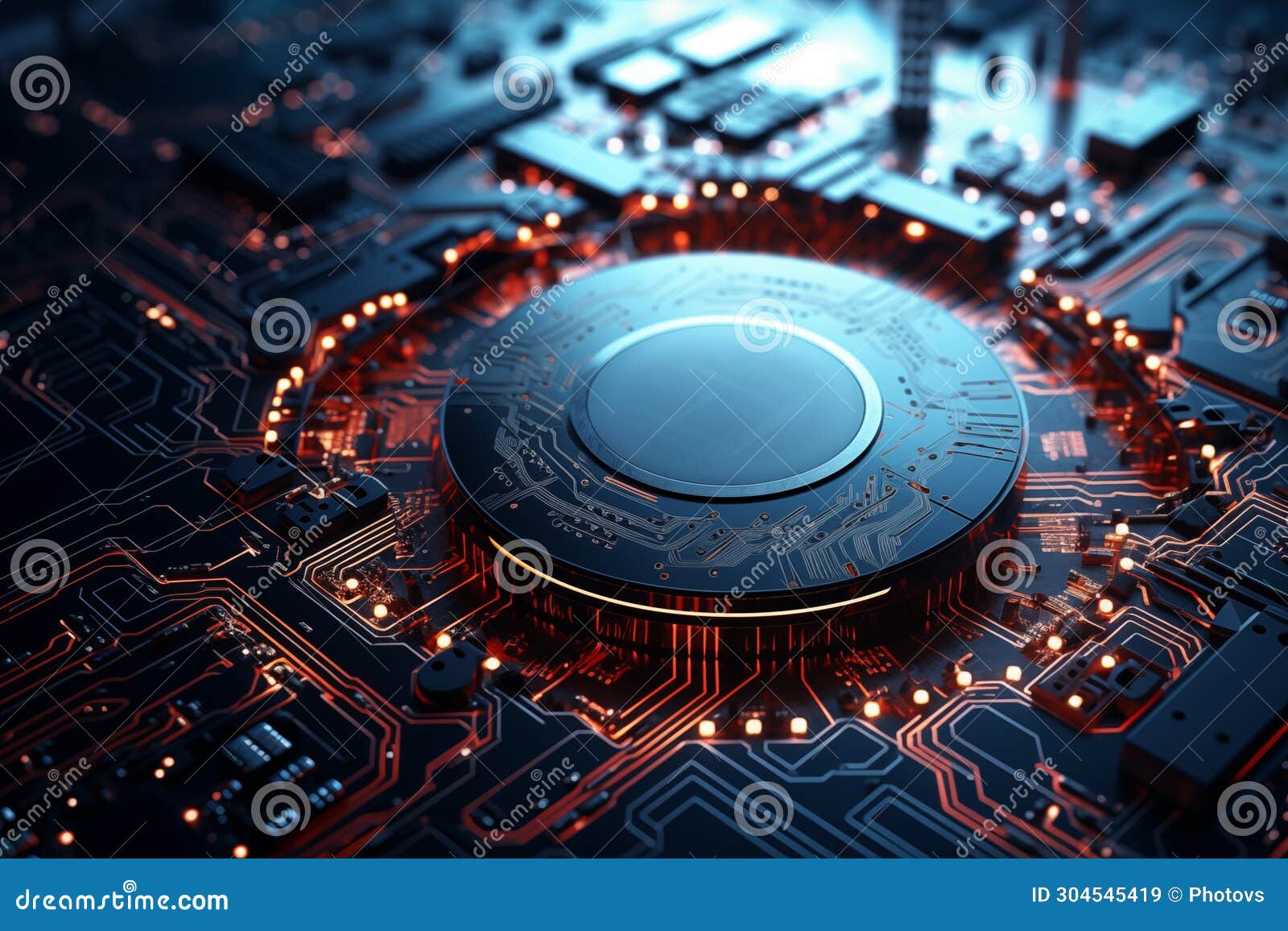 Powerful Supercomputer Circuit Board with Quantum Chip Technology Stock ...