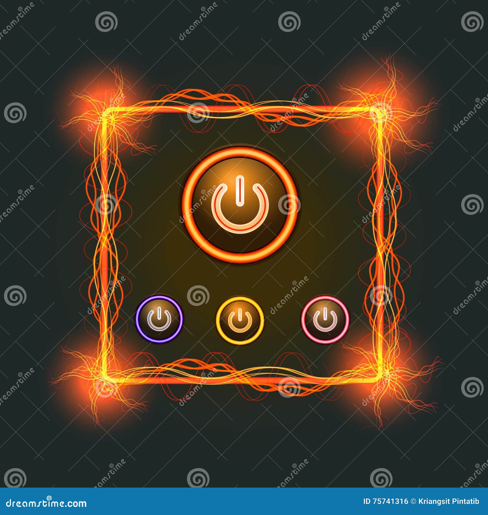 Powerful Symbol on a Black Background Light Stock Vector - Illustration ...