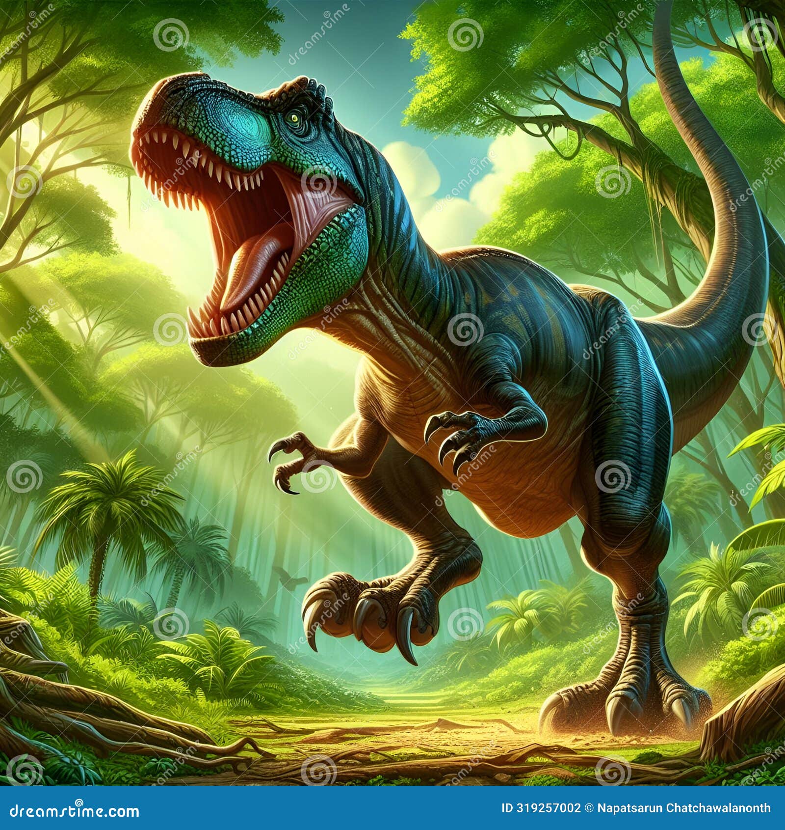 Powerful T-Rex: the Legendary Dinosaur. Stock Illustration ...