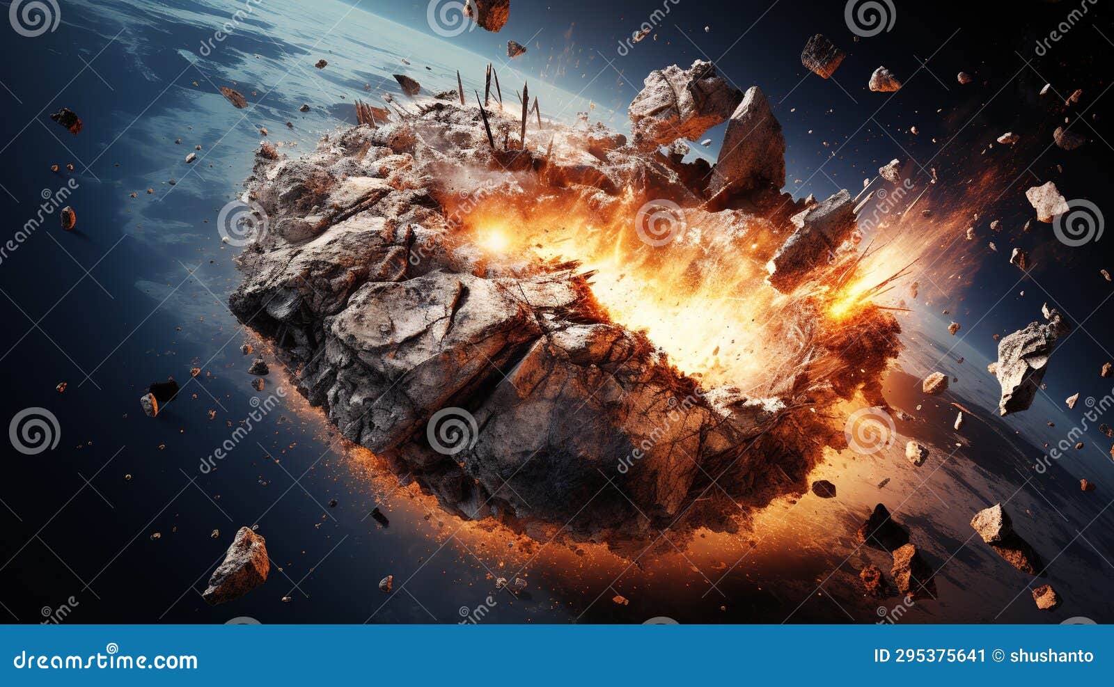 Comet Falling Toward Earth for Massive Destruction Stock Illustration ...