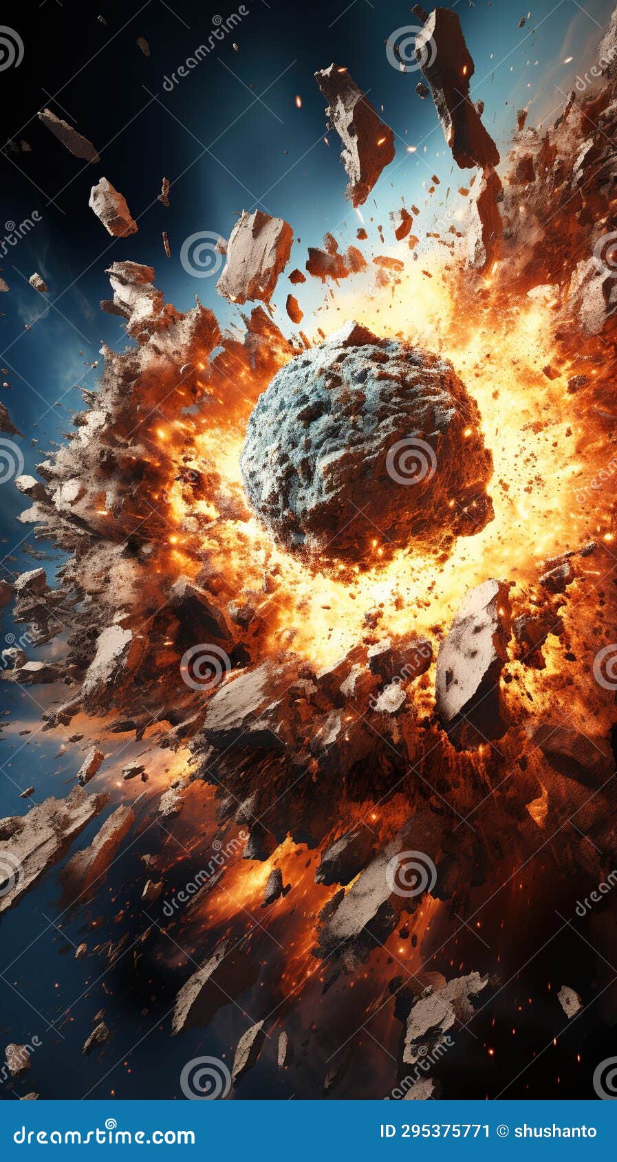 Comet Falling Toward Earth for Massive Destruction Stock Illustration ...