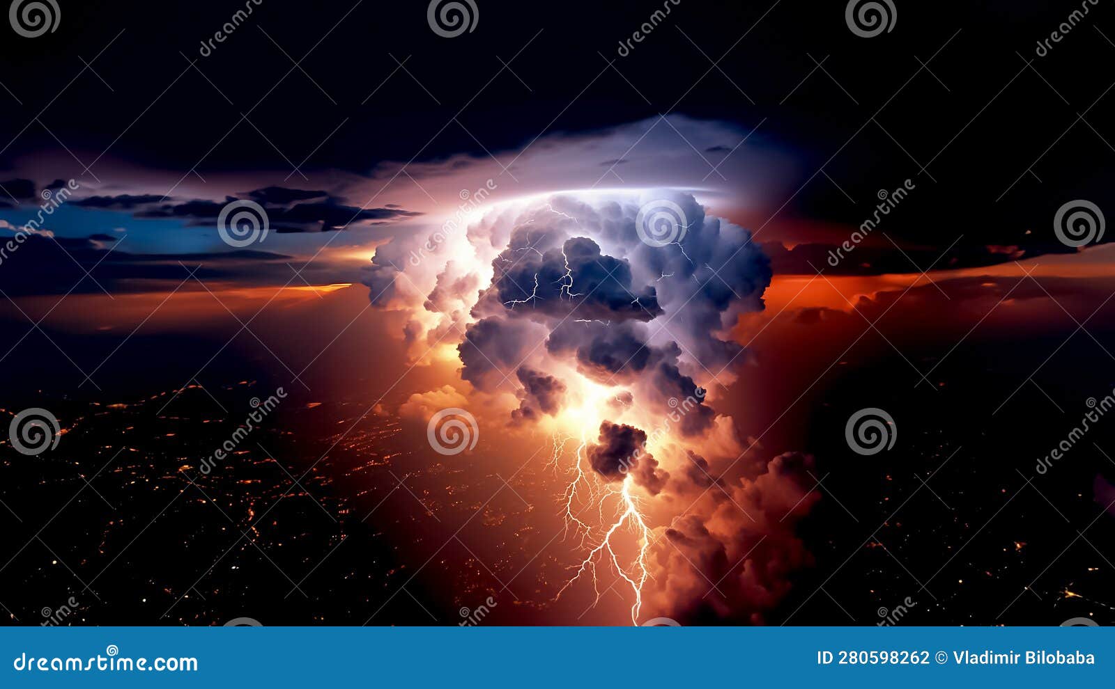 Powerful Thunderstorm Activity Stock Illustration - Illustration of ...
