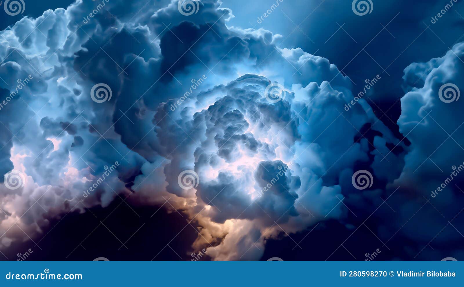 Powerful Thunderstorm Activity Stock Illustration - Illustration of ...