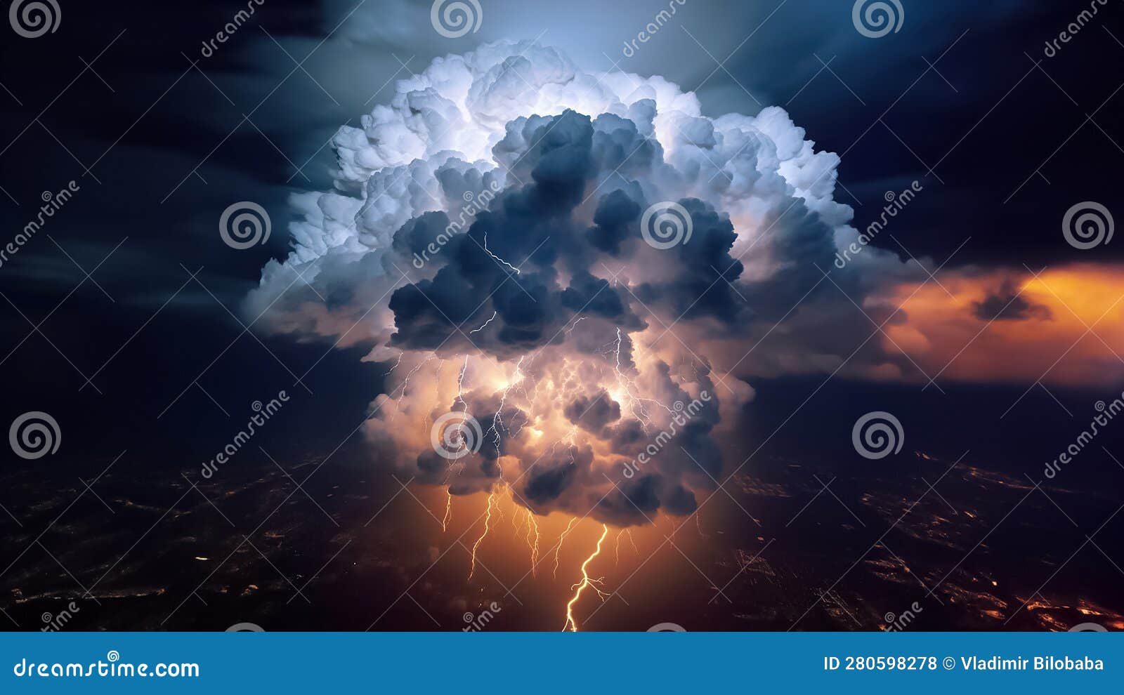 Powerful Thunderstorm Activity Stock Illustration - Illustration of ...
