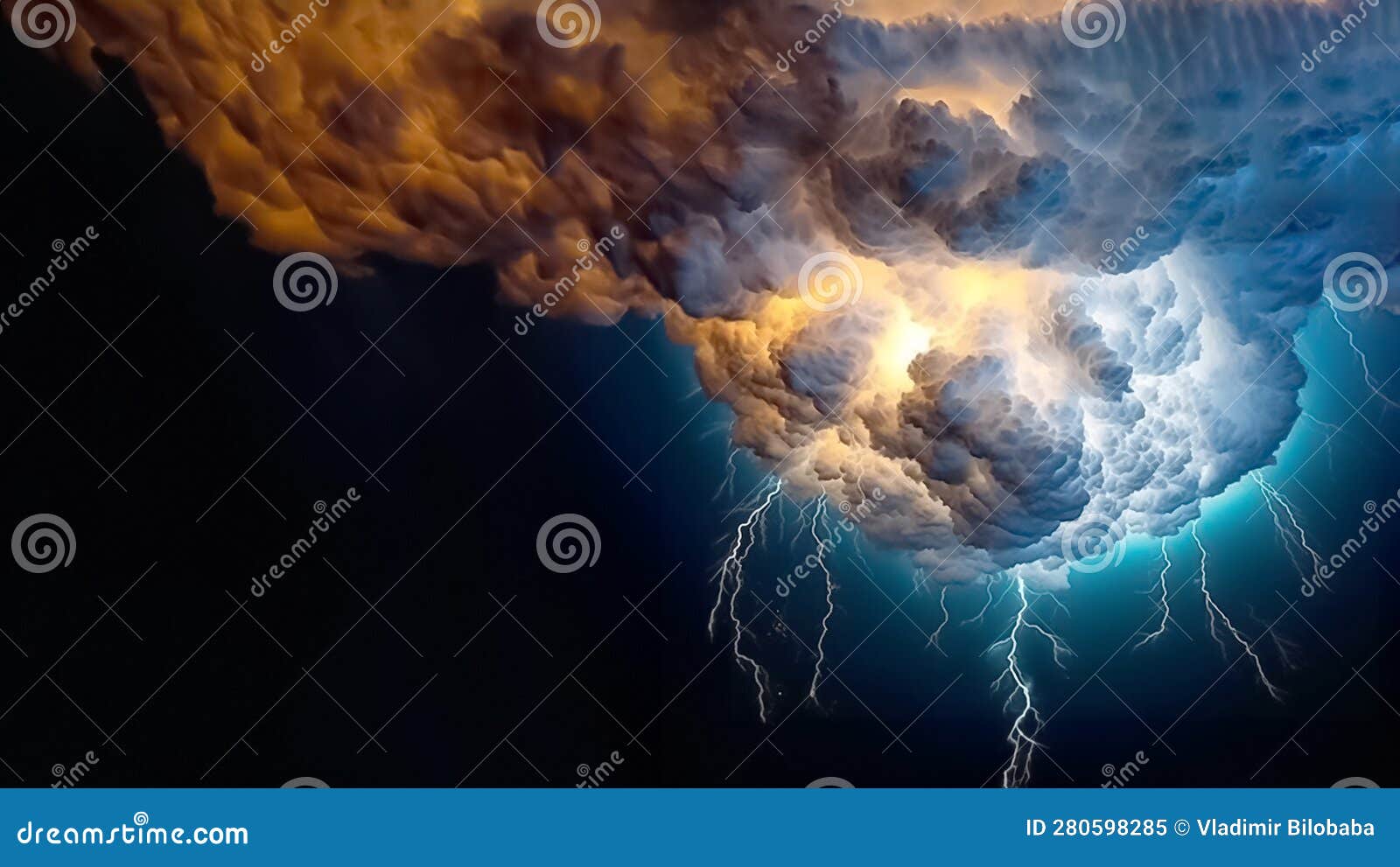 Powerful Thunderstorm Activity Stock Illustration - Illustration of ...