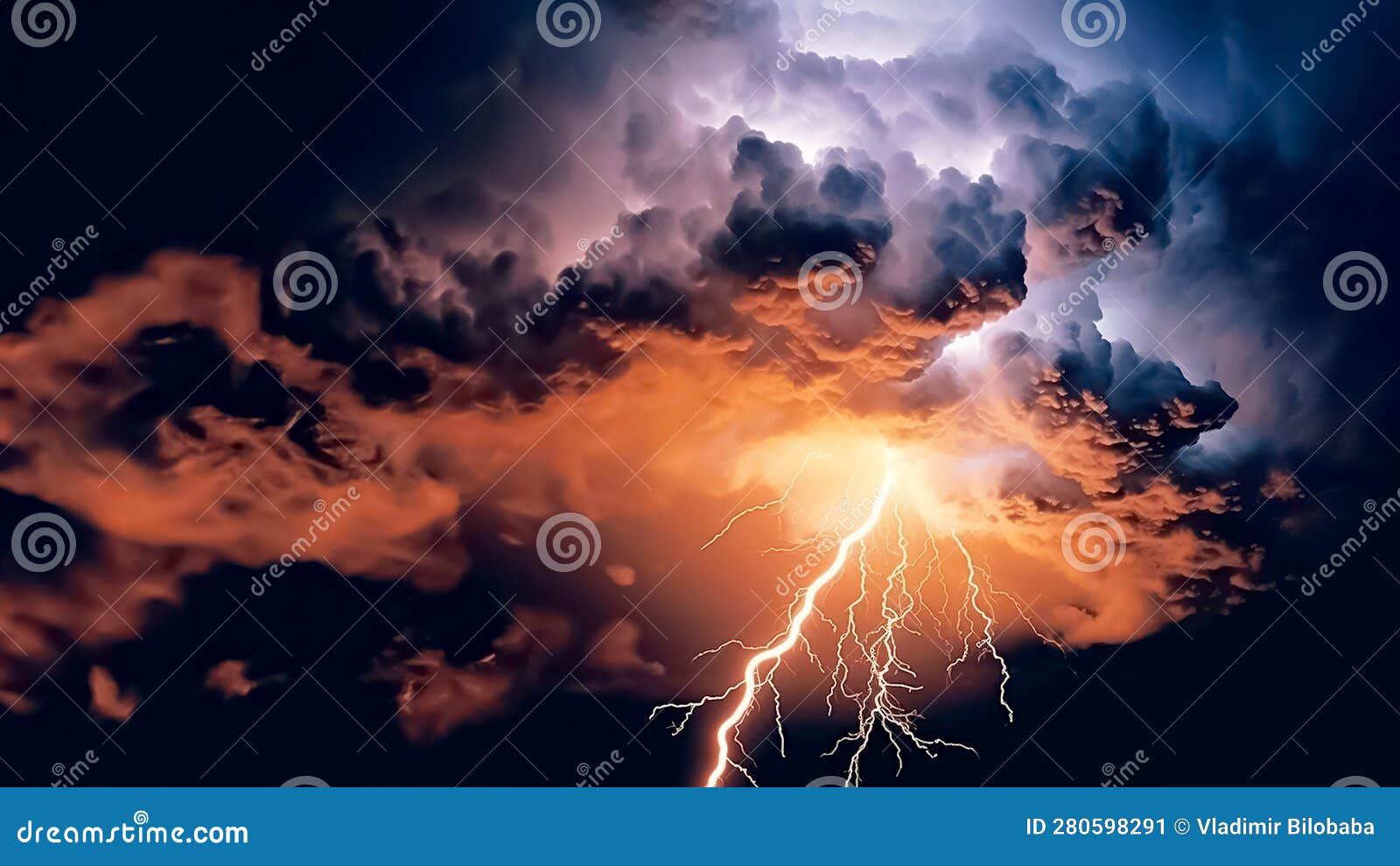 Powerful Thunderstorm Activity Stock Illustration - Illustration of ...