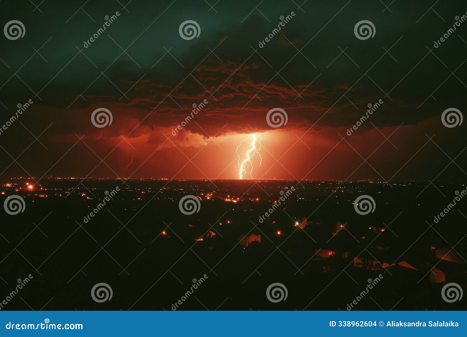 Extreme Weathersituation, a Powerful Thunderstorm with Lightning and ...