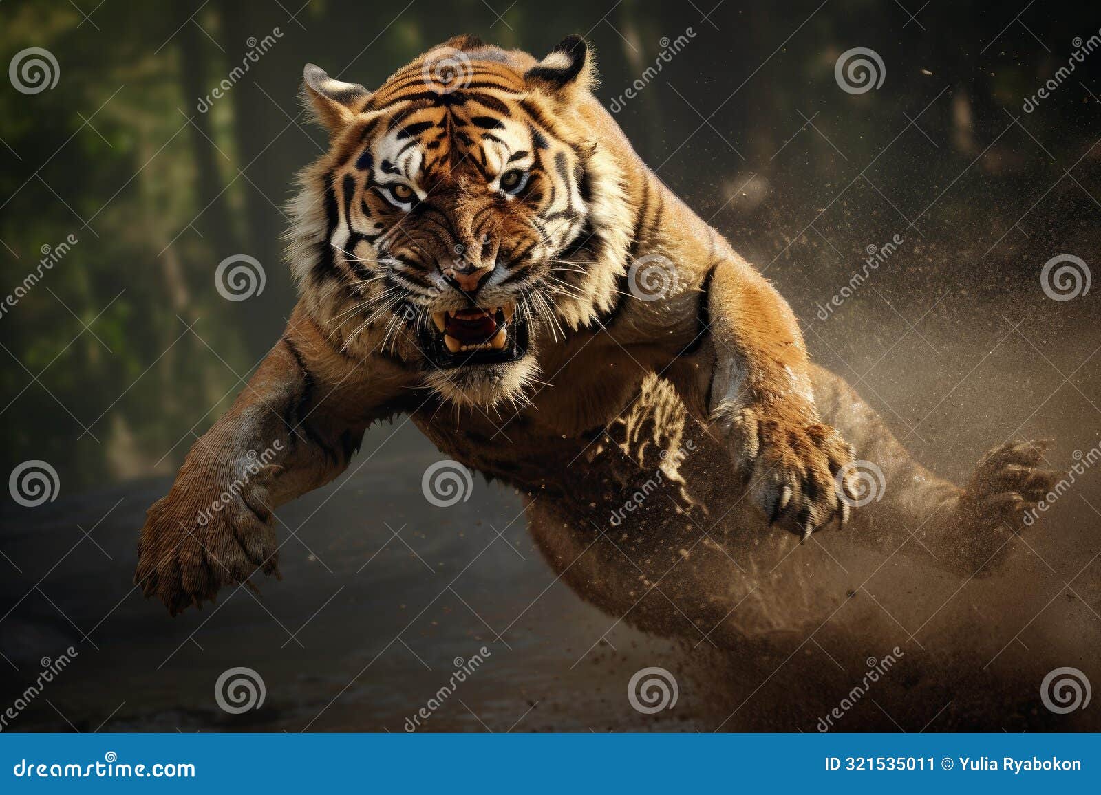 Powerful Tiger Jumping Nature. Generate Ai Stock Illustration ... Powerful Tiger Jumping Nature. Generate Ai Stock Illustration ...