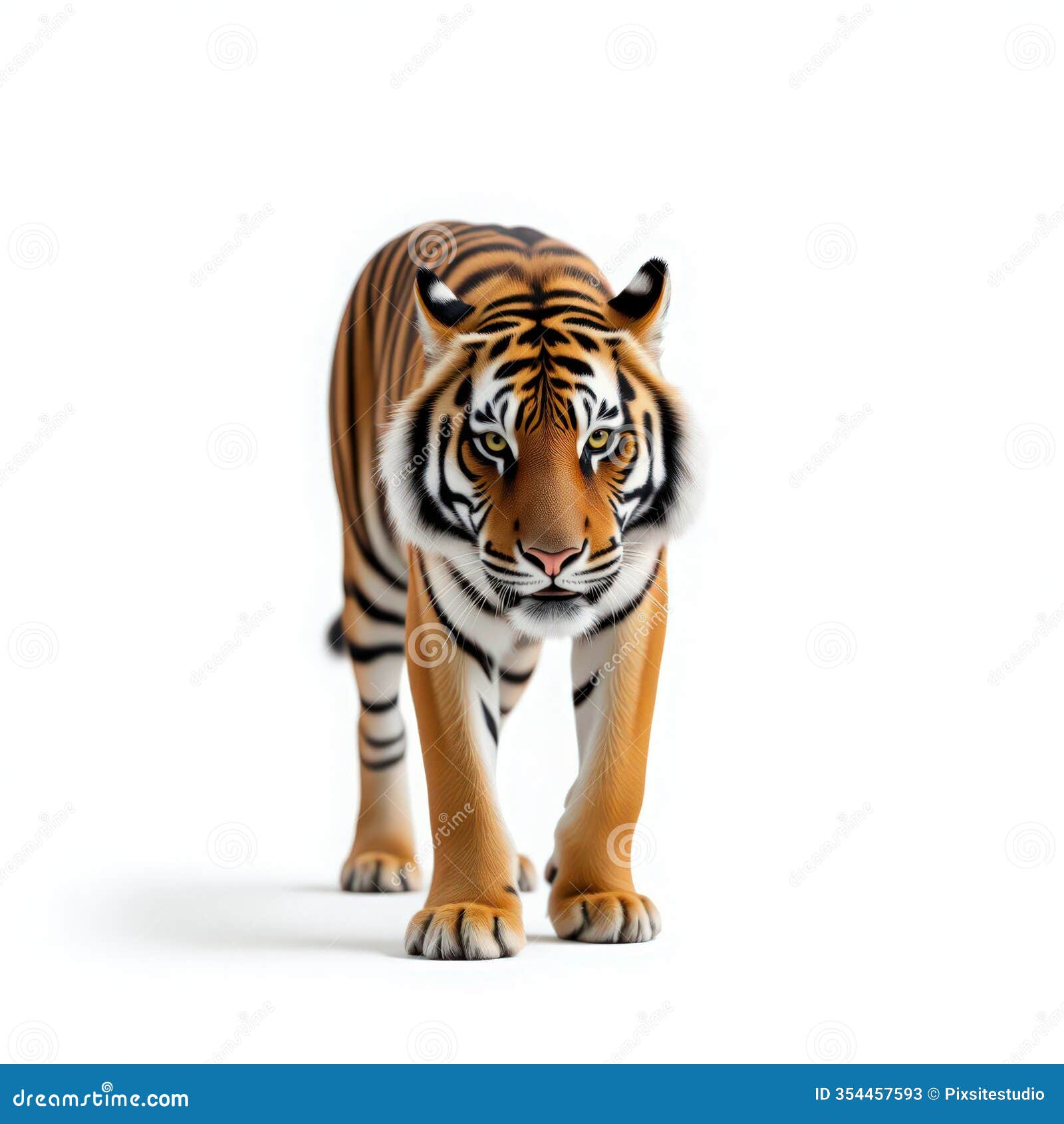 Powerful Tiger Stance Against a White Background Stock Illustration ...