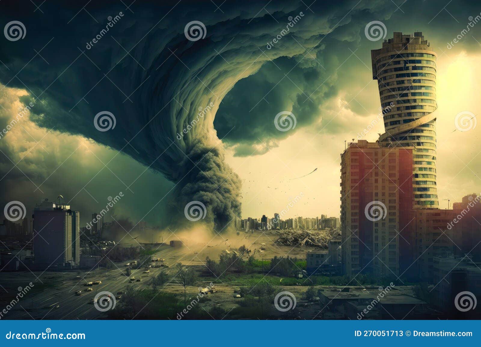 Powerful Tornado Hits the City. Concept Created with Generative AI ...