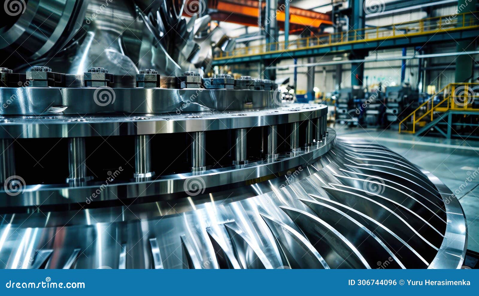Powerful Turbine Engine Showcase In Industrial Factory Setting Royalty ...