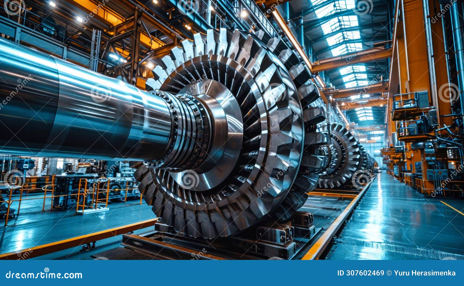 Powerful Turbine Engine Showcase In Industrial Factory Setting Royalty ...