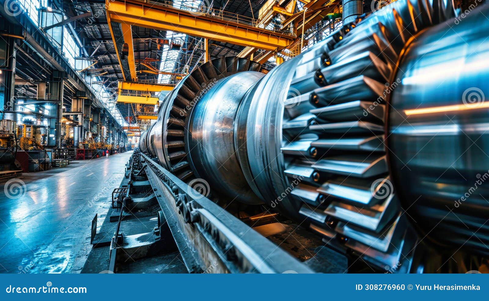 Powerful Turbine in Factory Workshop Stock Illustration - Illustration ...