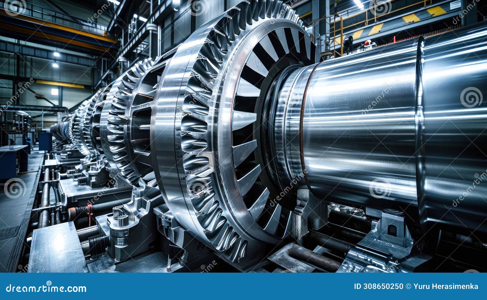 Powerful Turbine in Factory Workshop Stock Illustration - Illustration ...