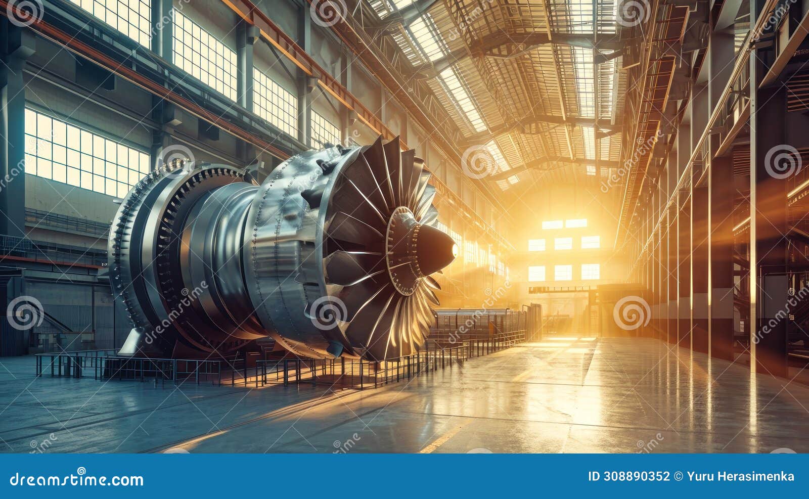 Large Jet Engine Inside Factory Workshop Stock Illustration ...