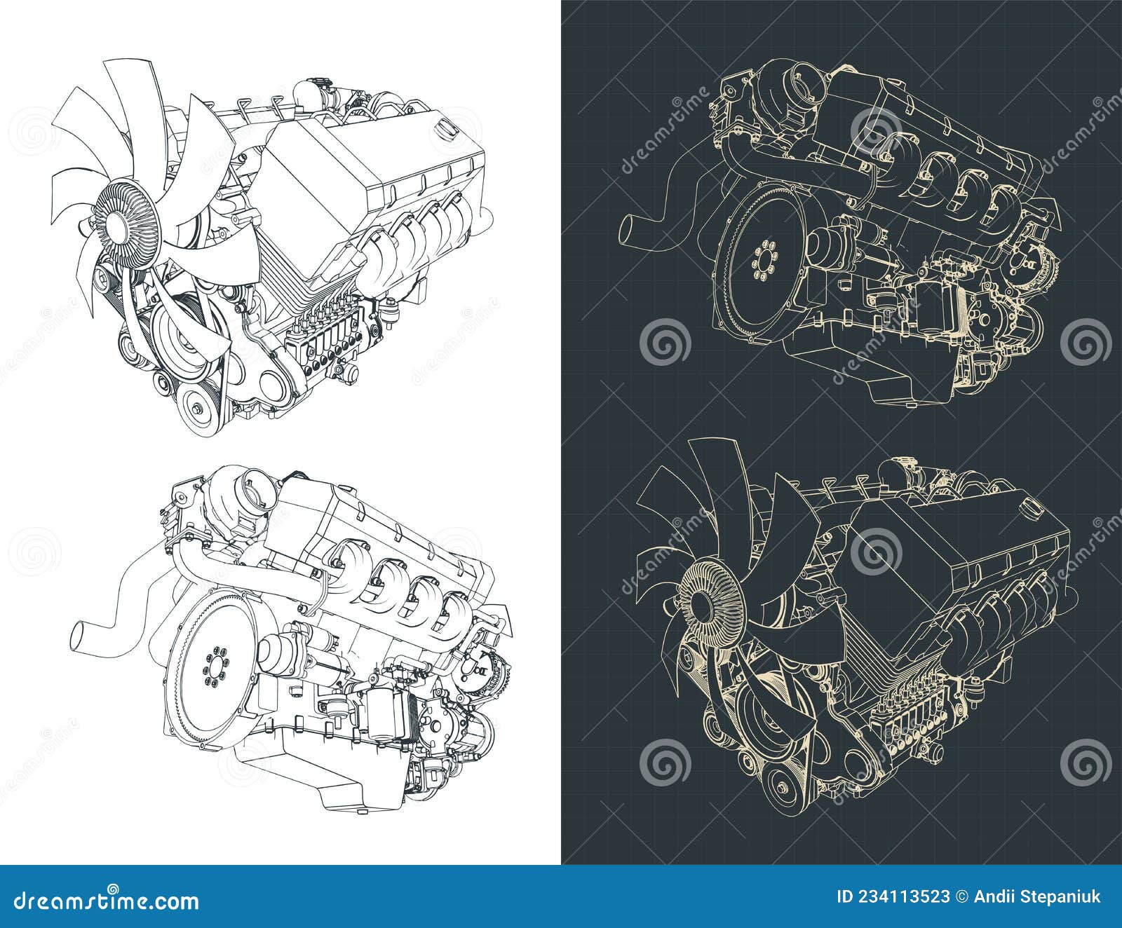 Powerful V8 turbo engine stock vector. Illustration of diagnostics ...