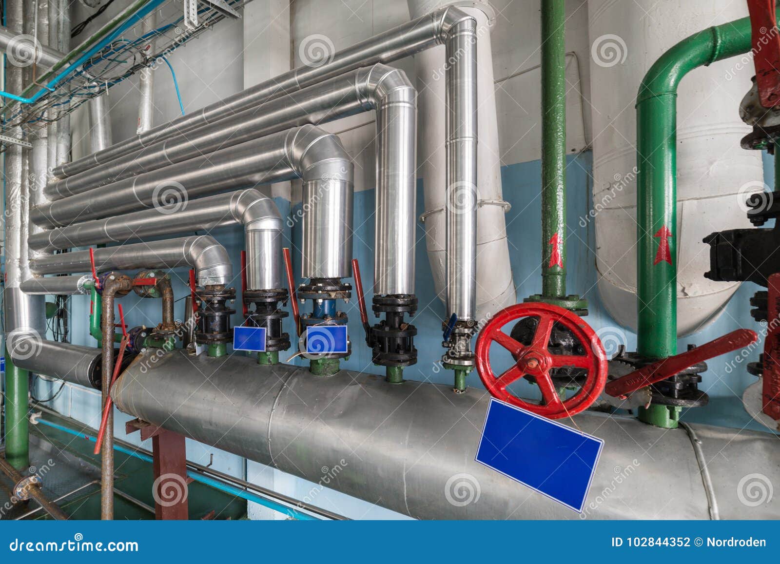 Powerful Valves on the Steam Pipelines. Stock Photo - Image of ...