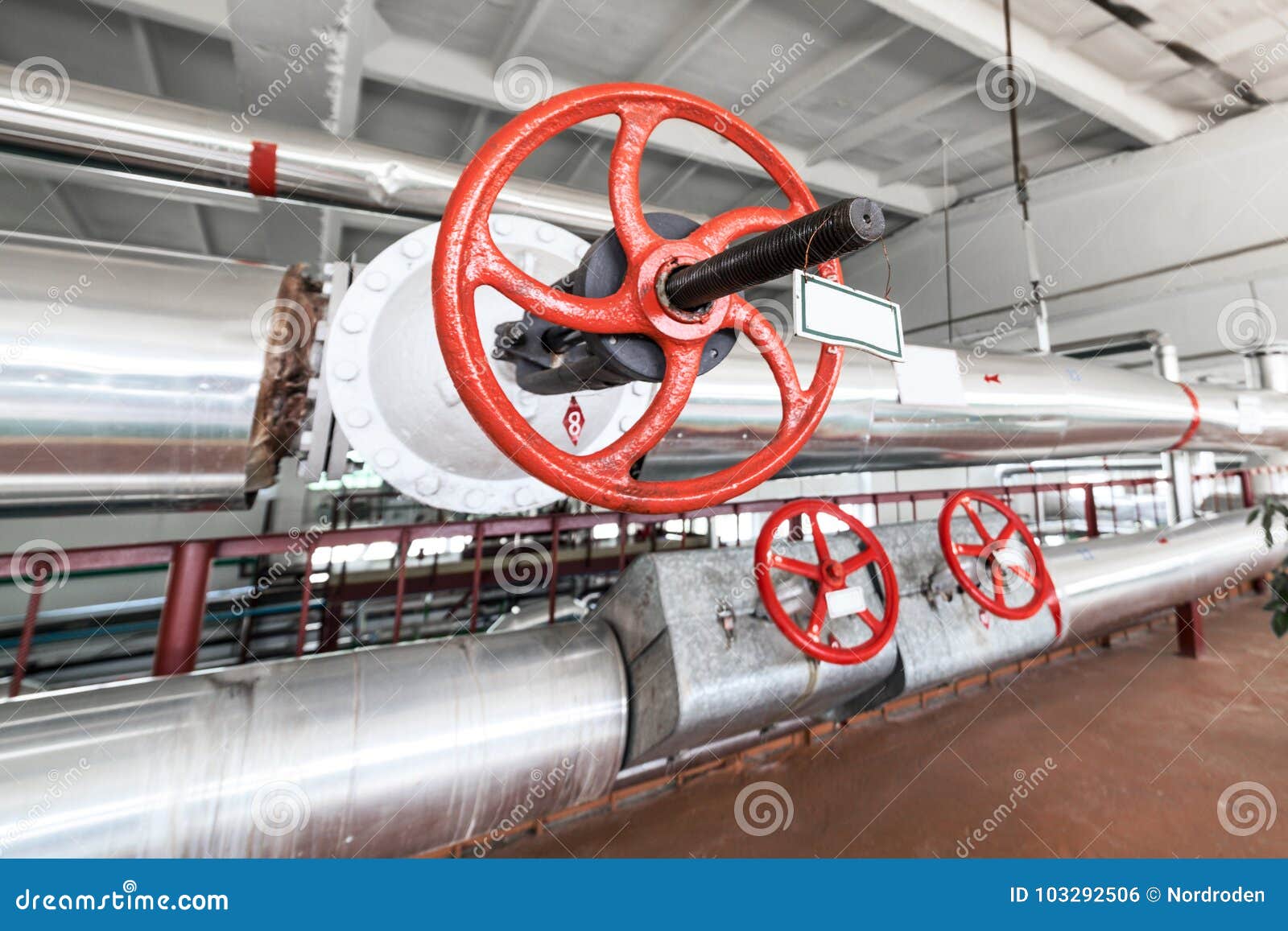 Powerful Valves on the Steam Pipelines. Stock Photo - Image of power ...