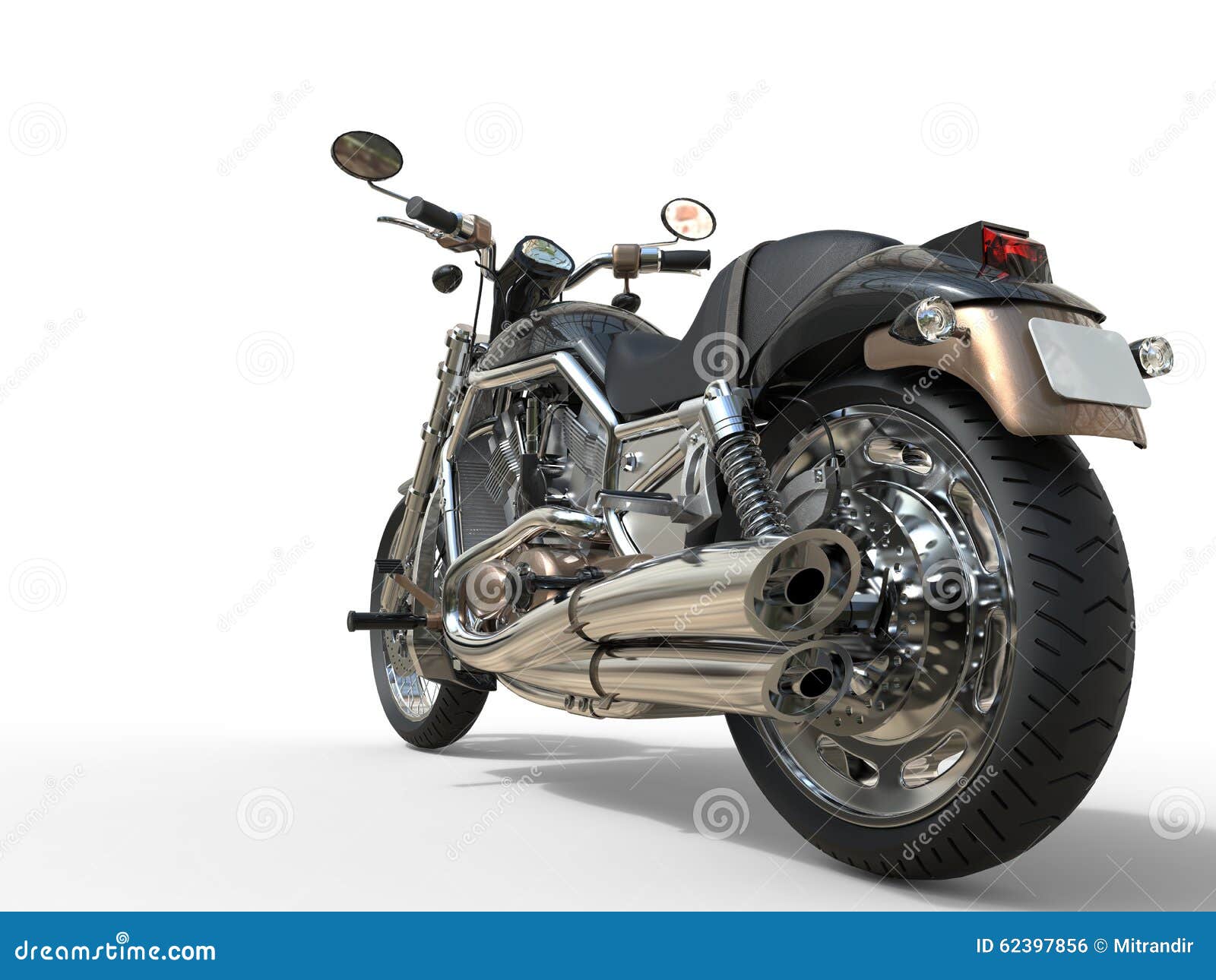 Powerful Vintage Motorcycle - Back Wheel View Stock Illustration ...