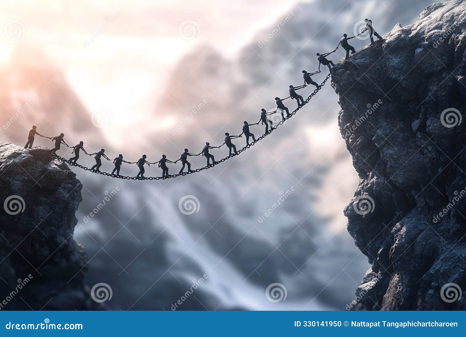 A Powerful Visual of a Human Chain Stretching Across a Chasm ...