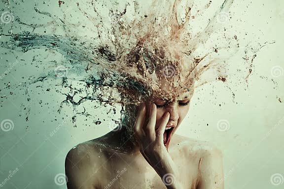 Visual Representation of a Person Exploding from Extreme Stress Stock ...