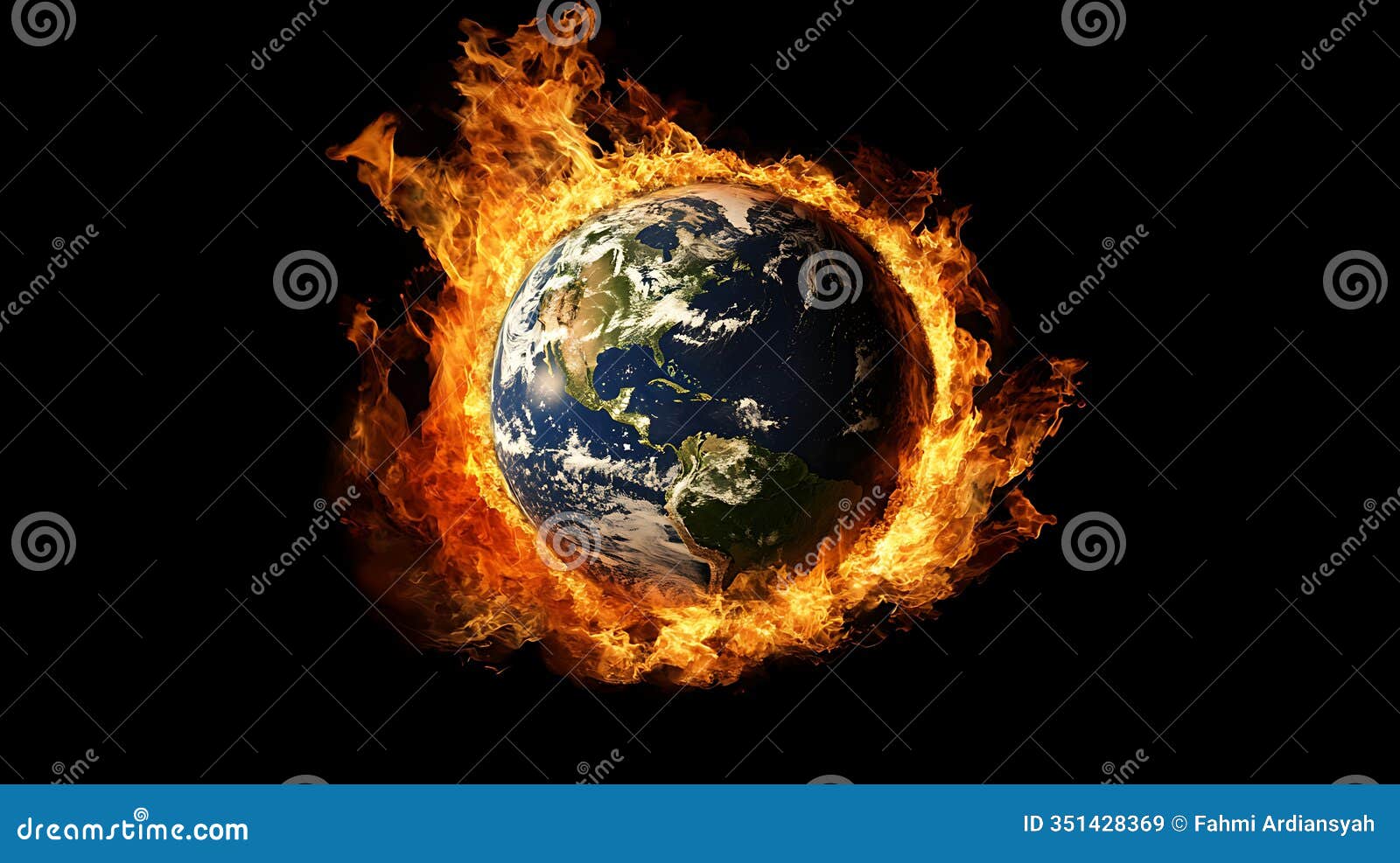 Planet Earth Surrounded by Flames Representing Global Warming and ...