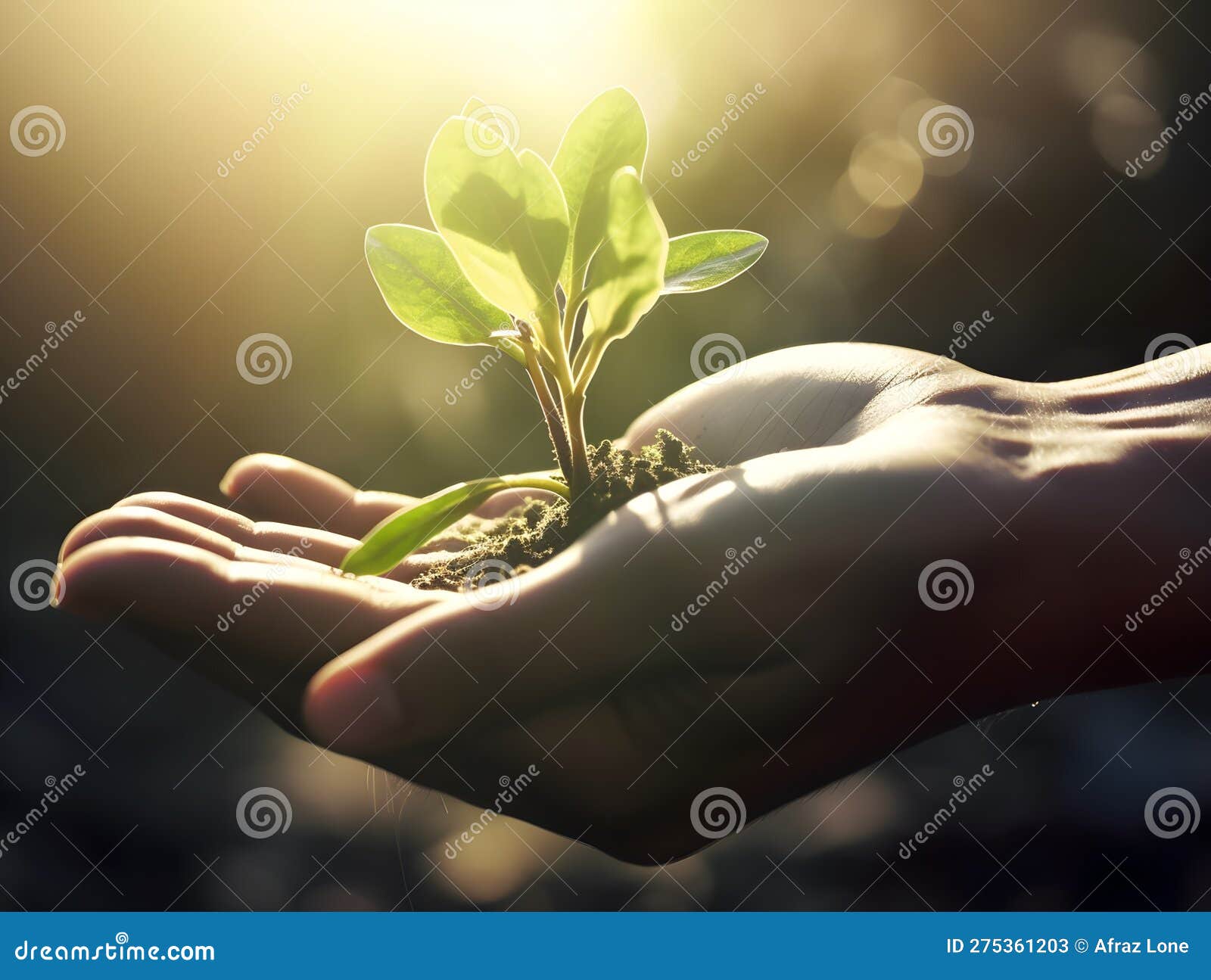 A Plant Growing from a Human Hand. AI Generated. Stock Illustration ...