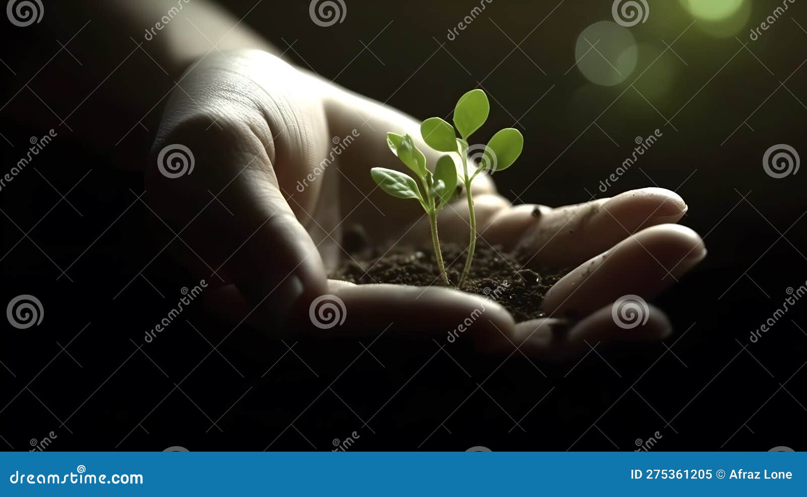 A Plant Growing from a Human Hand. AI Generated. Stock Illustration ...