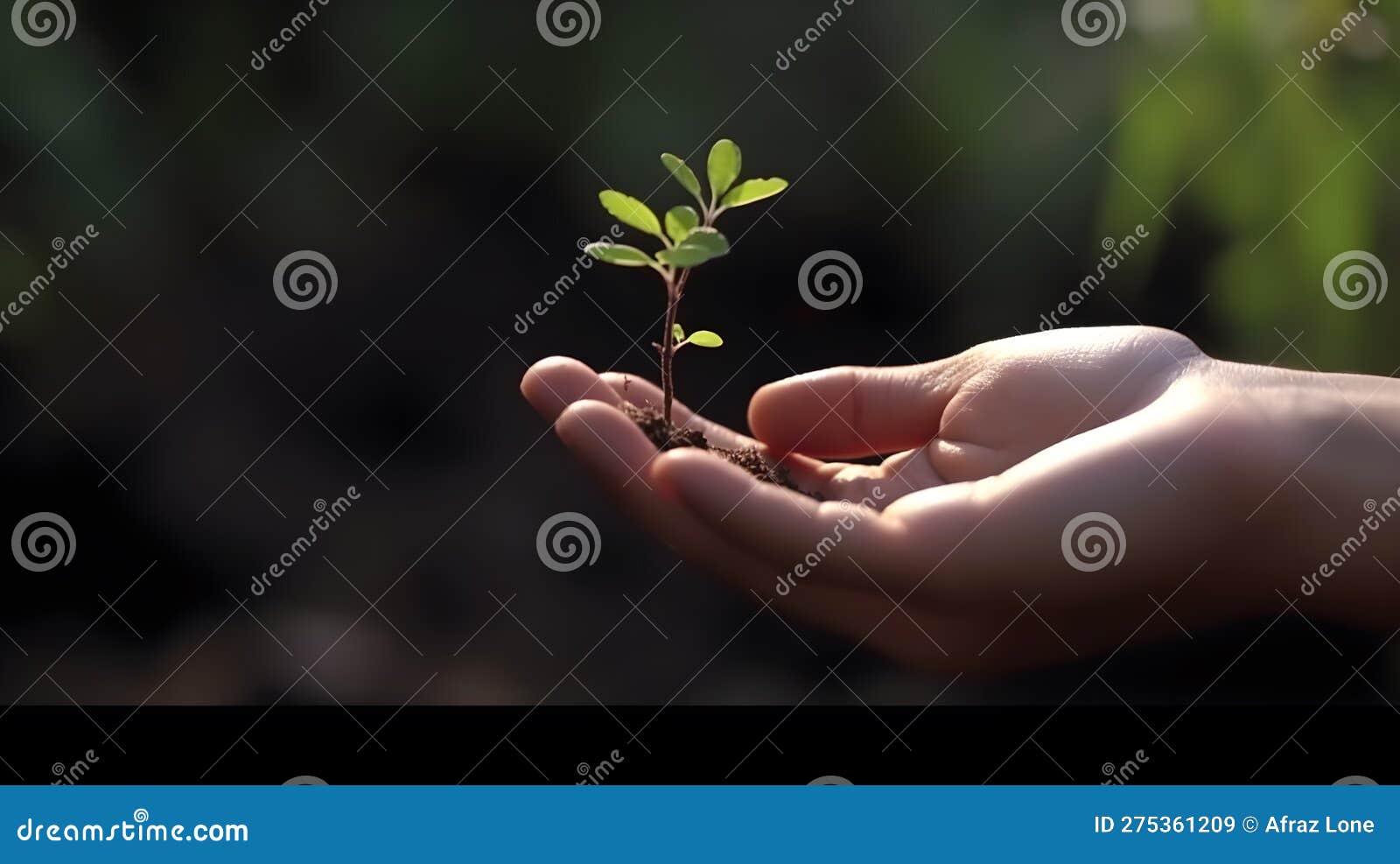 A Plant Growing from a Human Hand. AI Generated. Stock Illustration ...
