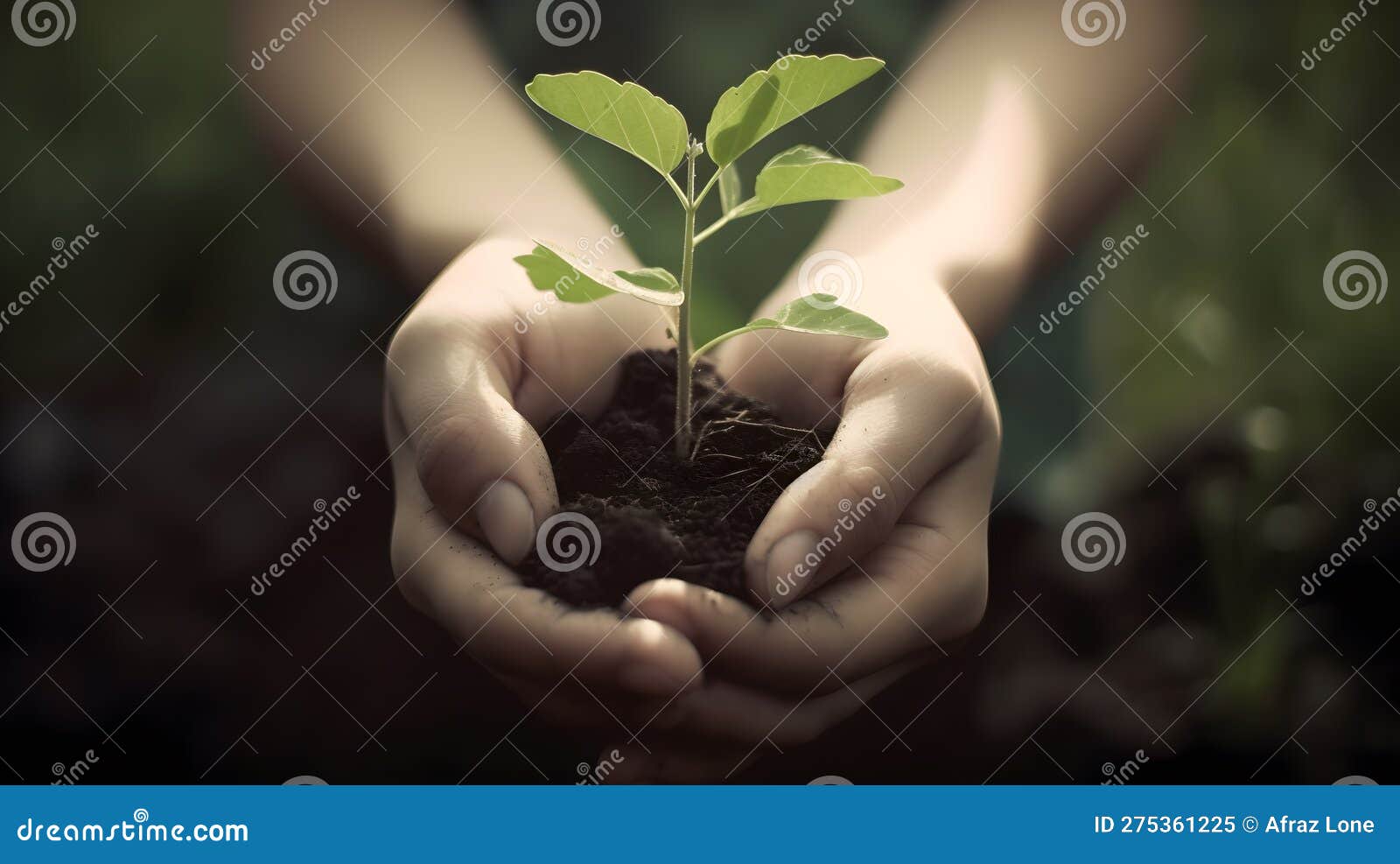A Plant Growing from a Human Hand. AI Generated. Stock Illustration ...