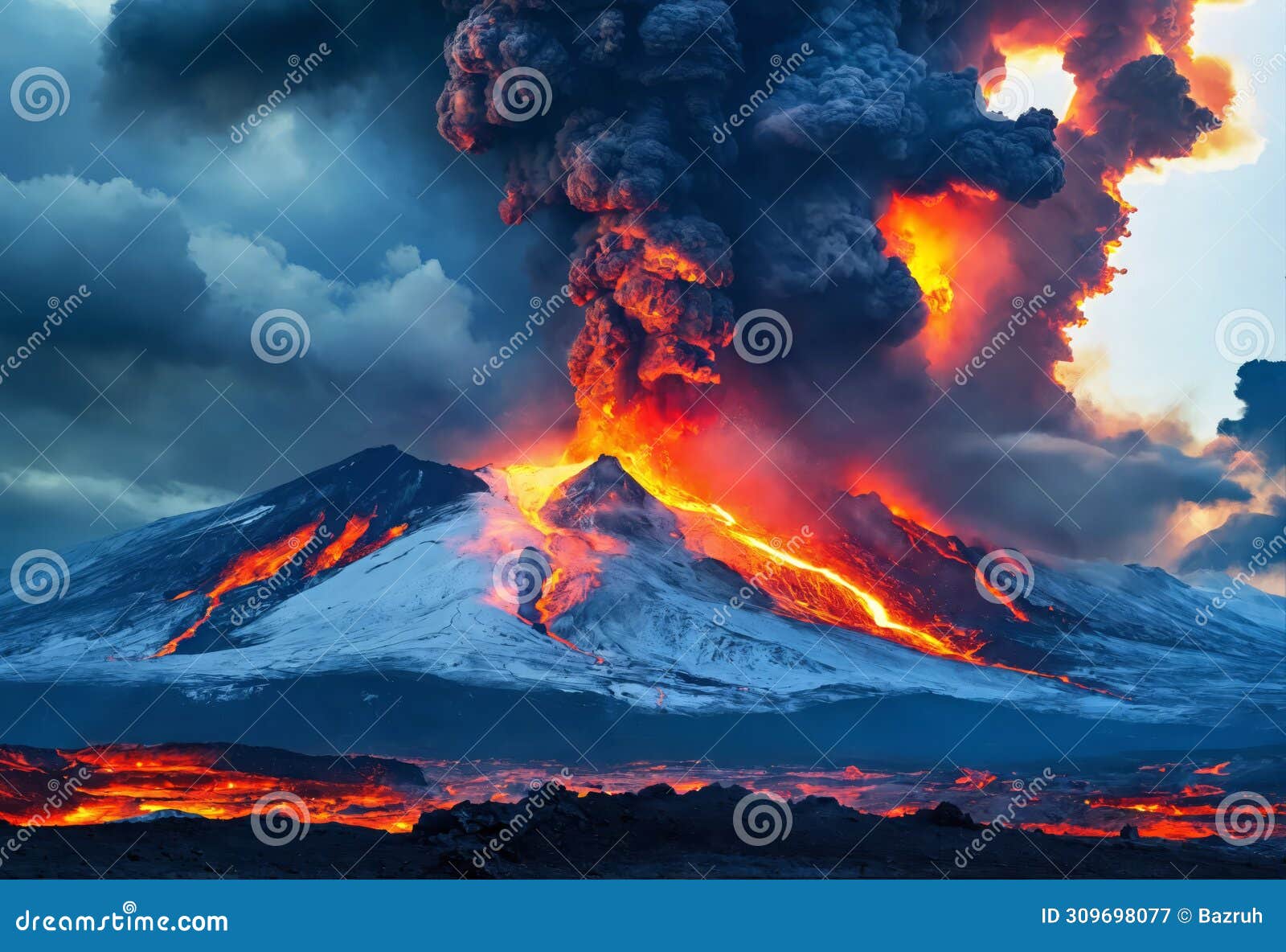 Powerful Volcanic Eruption Royalty-Free Stock Image | CartoonDealer.com ...