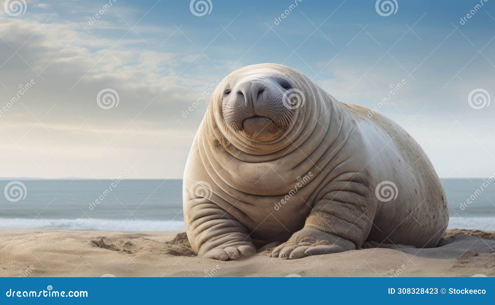 Powerful Walrus on Beach: Vray Tracing Artwork with Minimalist ...
