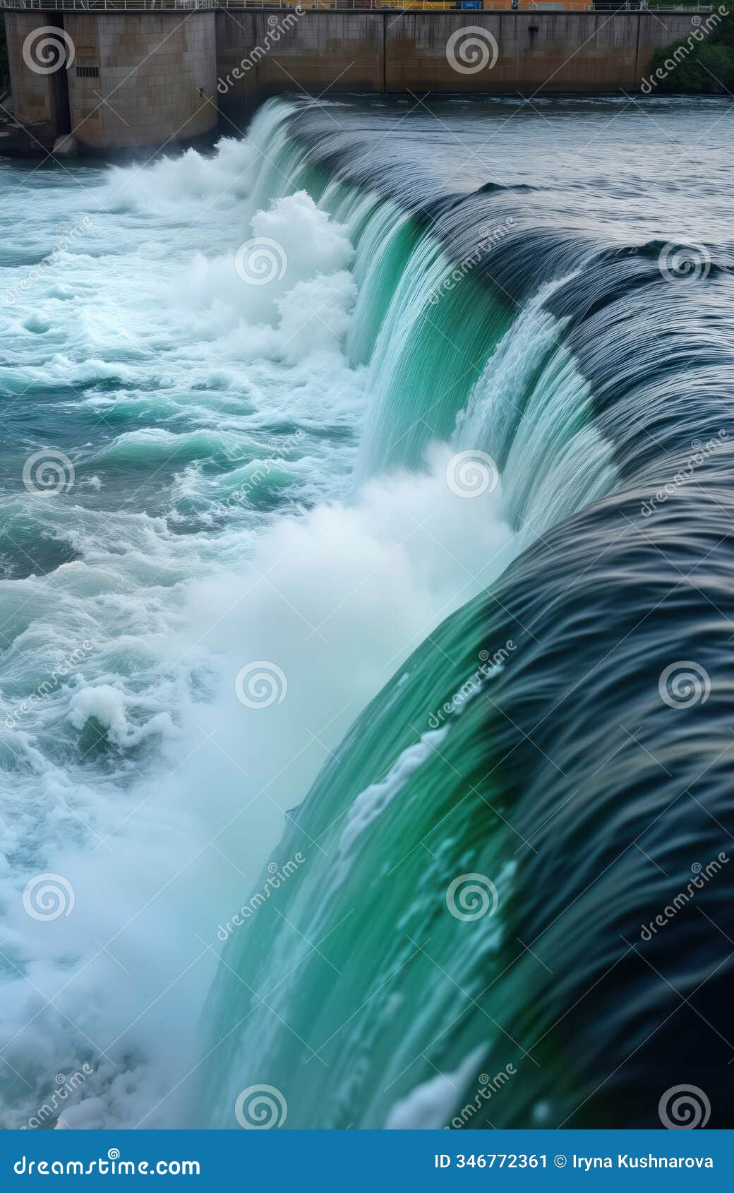 Powerful Water Cascade from Dam Multiple Levels. Water Forcefully Falls ...