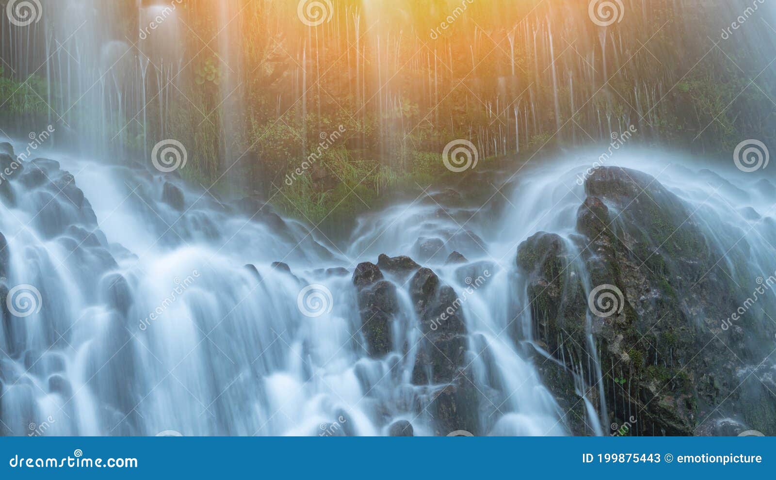 Powerful Waterfall with Crystal Clear Water Stock Image - Image of ...