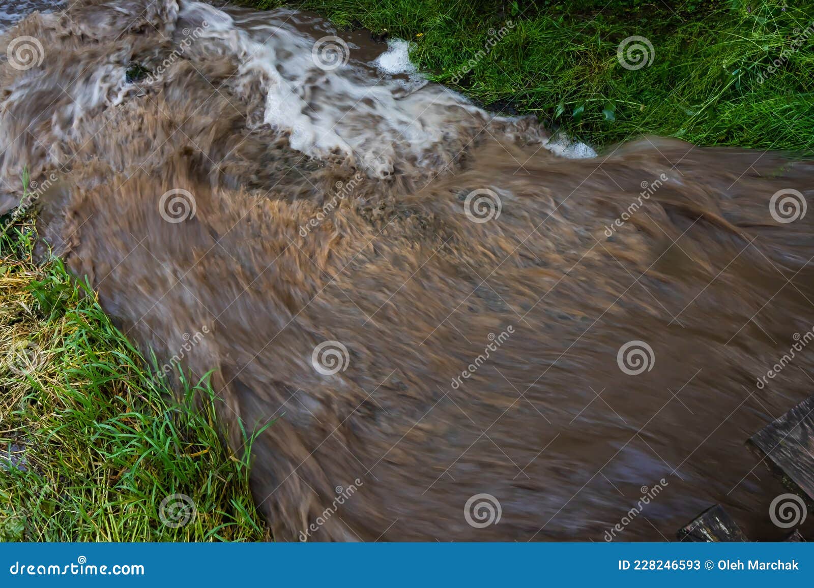 Powerful Waterfall with Dirty Water after the Rain Stock Image - Image ...