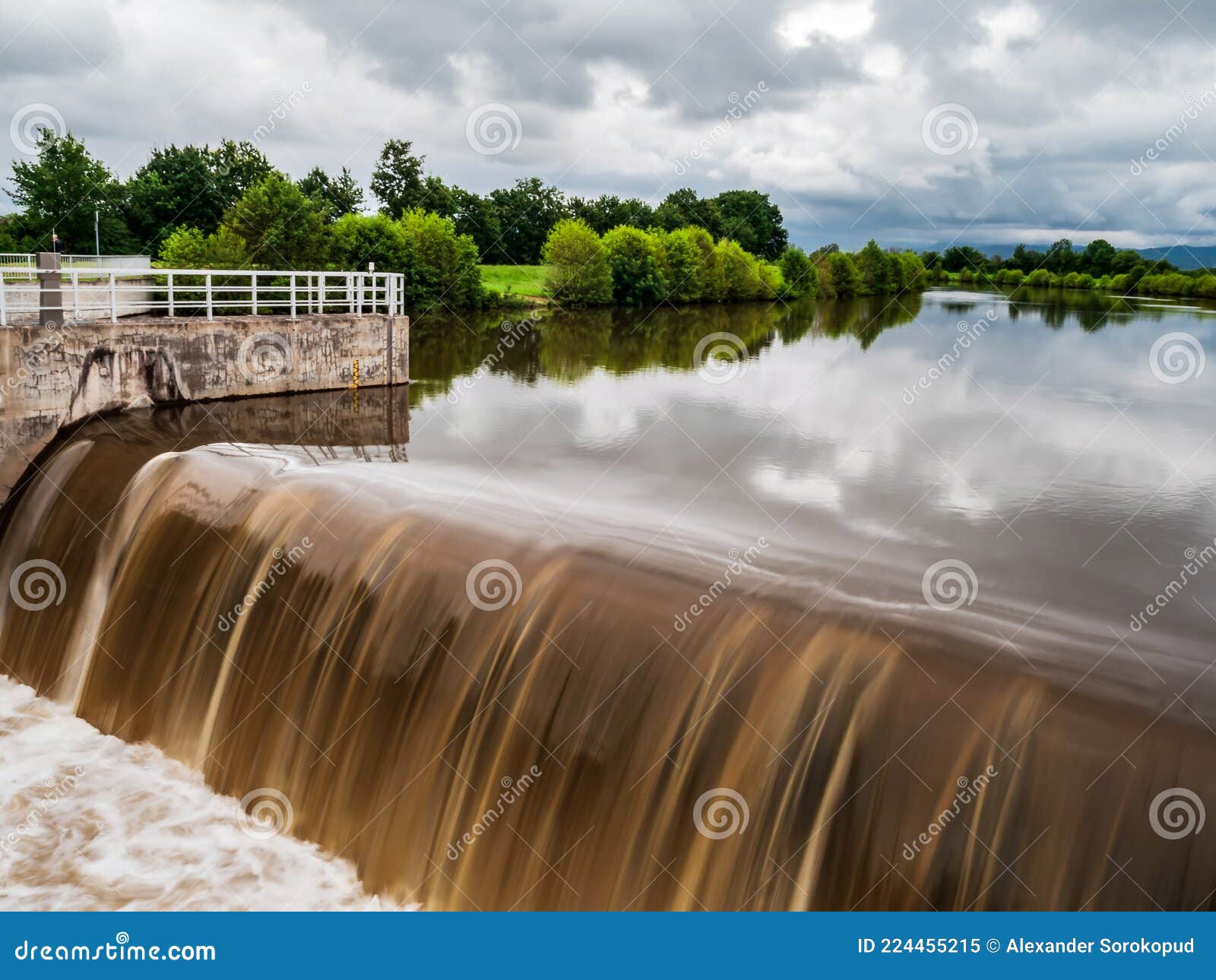 Powerful Waterfall on the Kinzig River. Full-flowing River after the ...