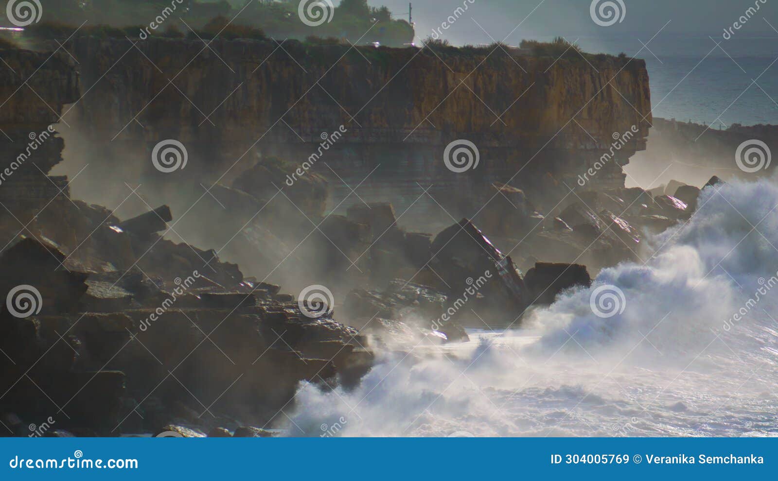 Powerful Waves Breaking Cliffs Making Explosion Splashing in Super Slow ...