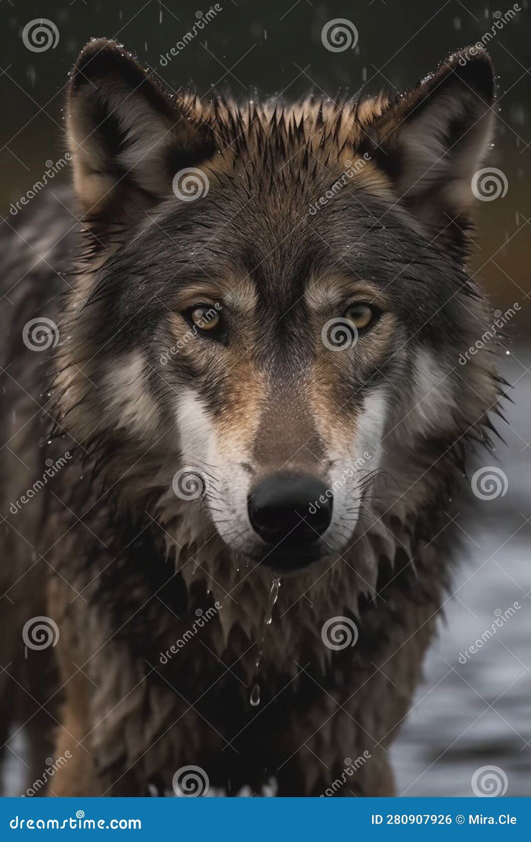 Powerful Wolf Portrait, Created with Generative AI Stock Illustration ...