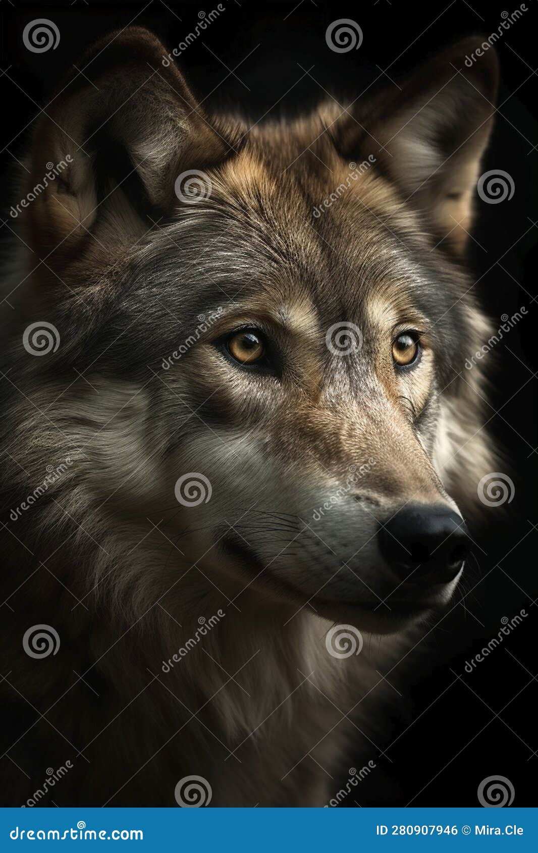 Powerful Wolf Portrait, Created with Generative AI Stock Illustration ...