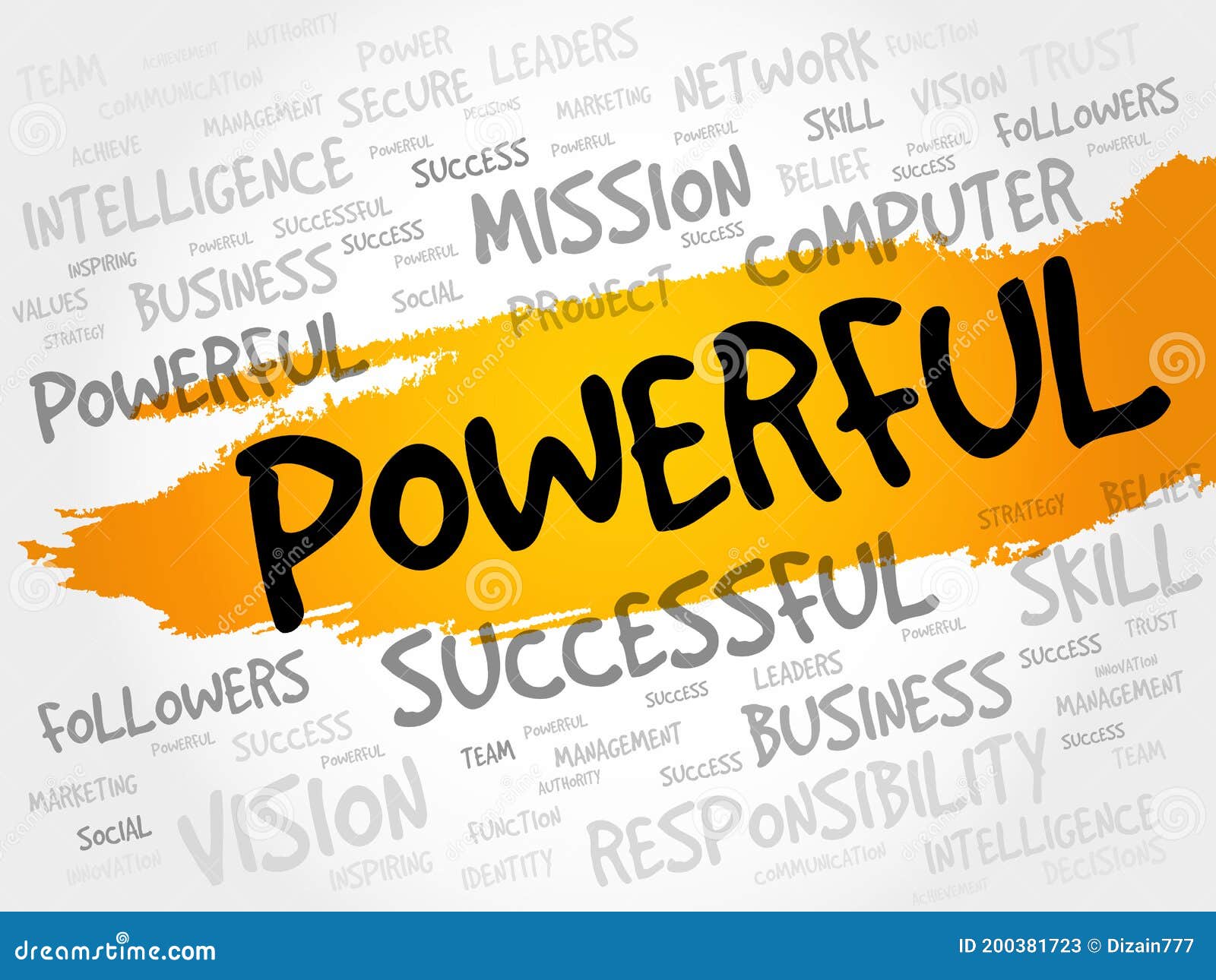 POWERFUL word cloud stock illustration. Illustration of group - 200381723